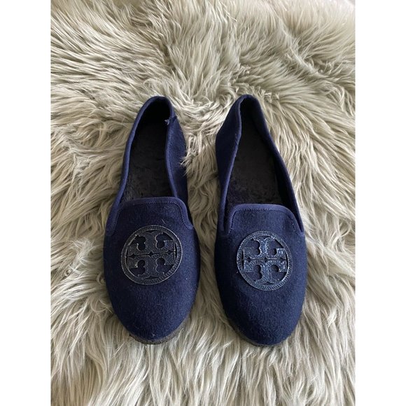 Tory Burch | Shoes | Tory Burch Billy Logo Fur Slipper Dark Navy ...